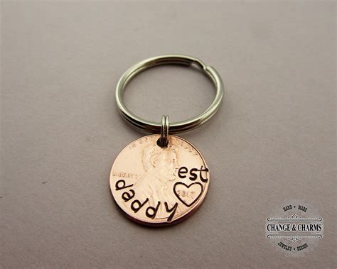 Custom Daddy Penny Keychain Daddy Keychain Dad Keychain Etsy