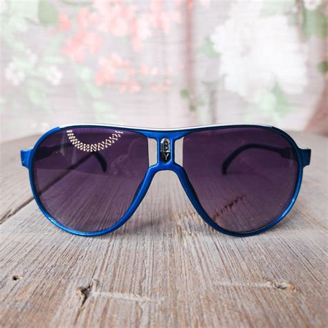 Vintage Deadstock Aviator Sunglasses Royal Blue Frames Purple Colored