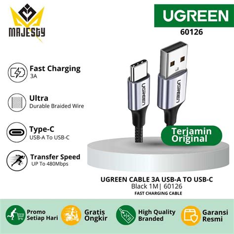 Jual Ugreen Cable Usb A To Type C 1m Black 60126 Shopee Indonesia