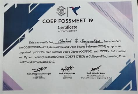 Shashwat Sangewadikar On Linkedin Foss Coep Pune