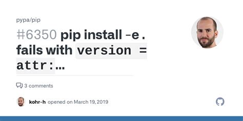 pip install e fails with `version attr pkg version ` in setup