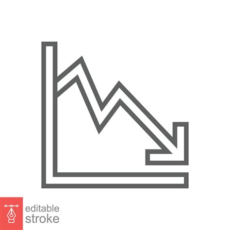 graph down reduce progress line icon simple outline style efficiency