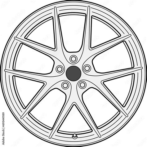 Car Wheel Vector Image Line Art Векторне зображення Stock Rims For
