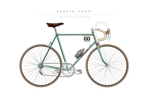 Fausto Coppi Bianchi Bike Poster From 1952 Tour De France
