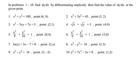 Solved In Problems Find Dy Dx By Differentiating Chegg Com