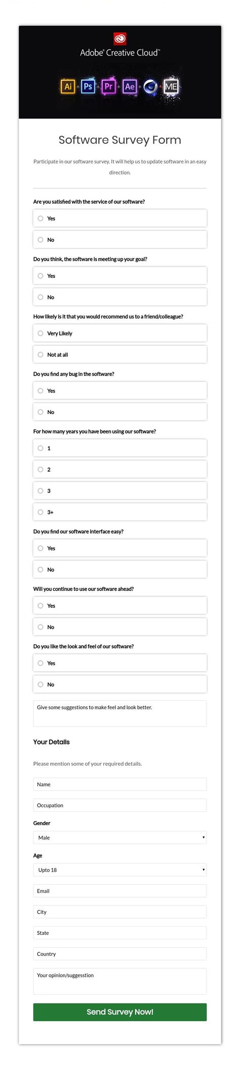 Top Survey Form Templates Create Your Online Form Now Formget