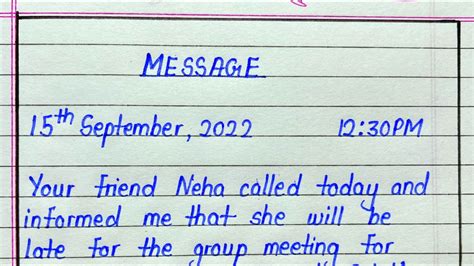 Message Writing Format How To Write A Message In English Youtube