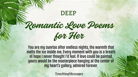 225 Deep Romantic Love Poems For Her Short Quotes In 2025 Touching Messages
