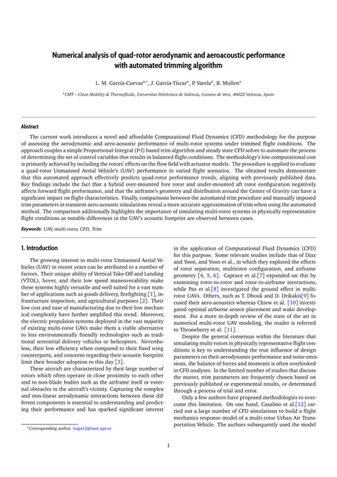 Pdf Numerical Analysis Of Quad Rotor Aerodynamic And Aeroacoustic Performance With Automated