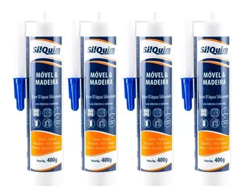 Kit 4 Adesivo Selante Siliconado Tubo 400g Branca Silquim Frete grátis
