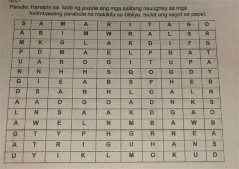 Panuto Hanapin Sa Word Search Puzzle Ang 10 Lugar Ng