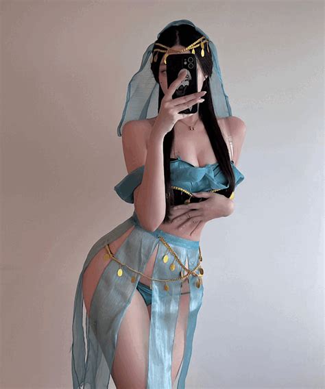 🧞‍♂️자스민 공주🩵벨리 치파오 세트 코스튬 코스프레 할로윈 이벤트 페스티벌 블루 방송 Bj 여캠 방송의상 컨셉촬영 릴스 공연