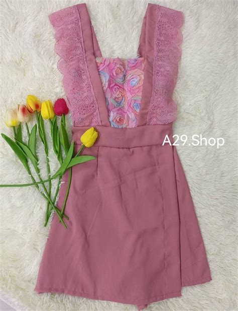 จั้มกระโปรง กางเกง ดีเทลลายดอกน่ารัก อก32 36 เอว24 28 Khunsri Fashions Thaipick