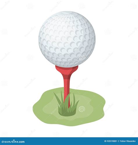 Piłka Golfowa Na Stojaku Kij Golfowy Pojedyncza Ikona W Kreskówka Stylu