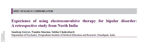 Ect For Bipolar Disorder A Retrospective Study From North India