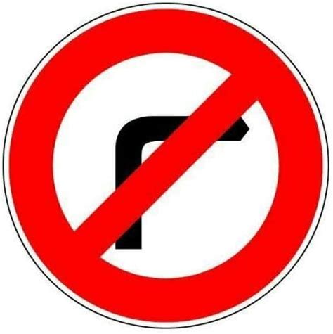 Interdiction De Tourner A Droite Street Metal Warning Sign Square Sign