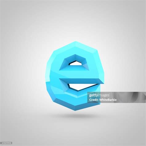 Blue Low Poly Alphabet Letter E Lowercase Isolated On White Background