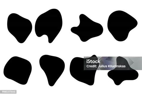 현대 액체 불규칙한 얼룩 모양 추상 요소 그래픽 평면 스타일 디자인 유체 벡터 일러스트 레이 션 세트 프리젠 테이션 디자인 전단지 흰색 배경에 고립 된 배너 간단한 모양