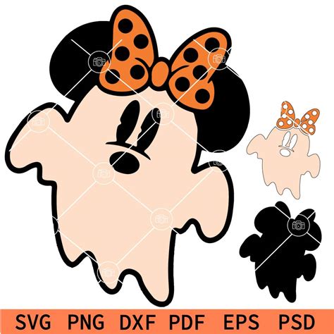 Halloween Minnie Ghost Layered Svg Ghost Minnie Svg Disney Flying