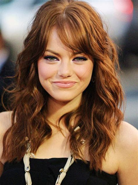 True Wigs Remy Human Hair Full Lace Copper Wavy New Emma Stone