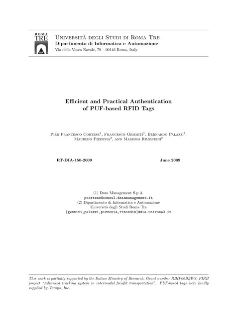 pdf efficient and practical authentication of puf based rfid tags