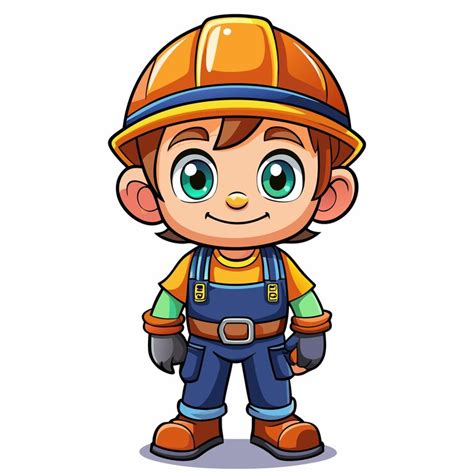 Premium Vector Cute Kawaii Engineer Labor Chibi Mascot Vector Cartoon Style