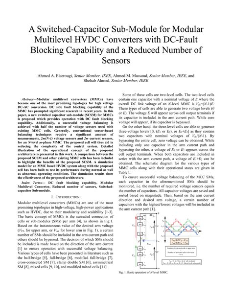 Pdf A Switched Capacitor Sub Module For Modular Multilevel Hvdc Converters With Dc Fault