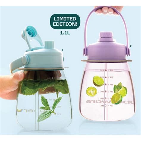 Tupperware Dropsip Water Bottle With Straw And Strap 11l Purple Aqua With T Box Potbelly