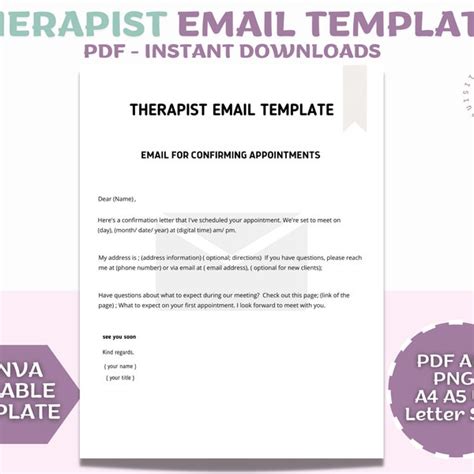Therapy Email Template Etsy