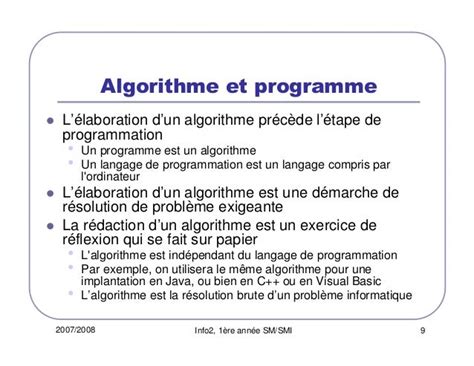 Algorithme Programmation Cours