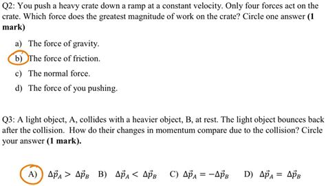 solved q2 you push a heavy crate down a ramp at a constant velocity