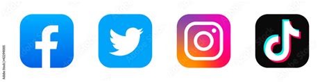 Facebook Twitter Instagram And Tik Tok Icon Social Media Logos
