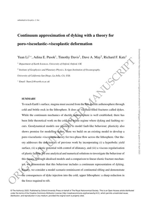 Pdf Continuum Approximation Of Dyking With A Theory For Poro