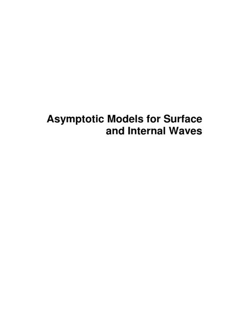 Asymptotic Models For Surfasse And Internal Waves Pdf Espaço De