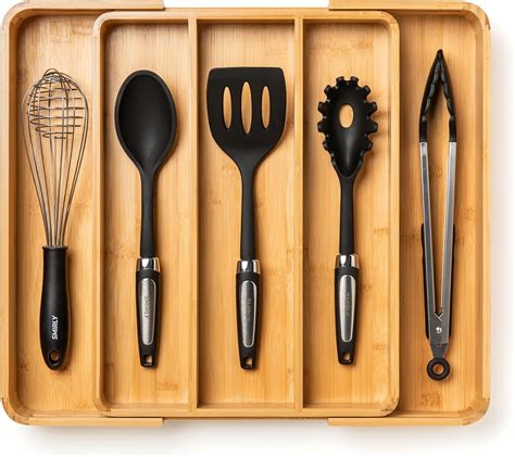 Smirly Bamboo Silverware Drawer Organizer Expandable