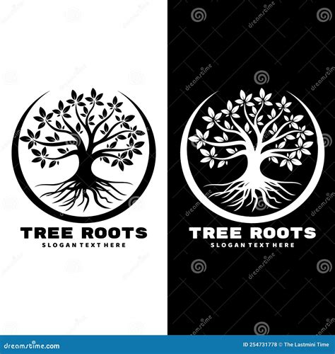 Tree Roots Logo Design Icon Stock Vector Illustration Of Natural