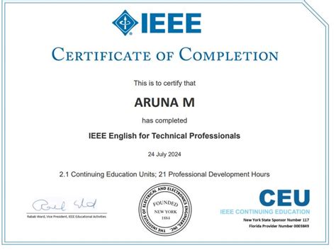 Ieee Certification Aruna Murugesan