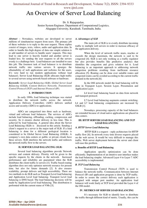 PDF An Overview Of Server Load Balancing