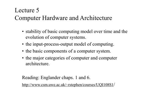 Ppt Lecture 5 Computer Hardware And Architecture Powerpoint