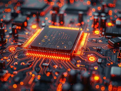 Close Up Electronic Circuit Board Technology Style Concept Contemporary Super Computer