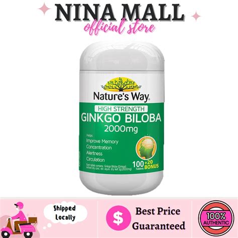 Natures Way High Strength Ginkgo Biloba 2000mg 120 Tablets Nina