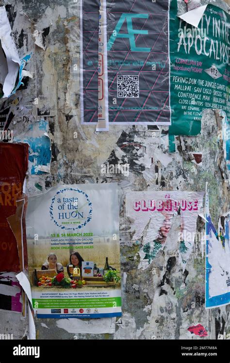 Hobart Tasmania Australia March 06 2022 Random Fly Posting In The Dock Area Advertising