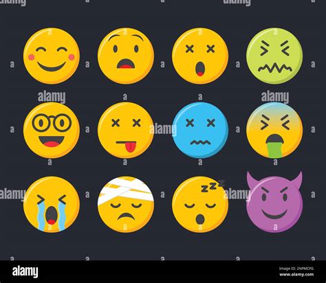 Emoji Icons Set Emoticons Collection Vector Illustration Stock Vector