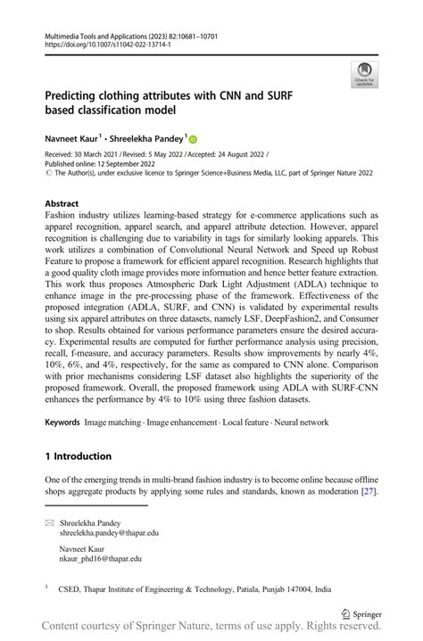 Predicting Clothing Attributes With Cnn And Surf Based Classification Model