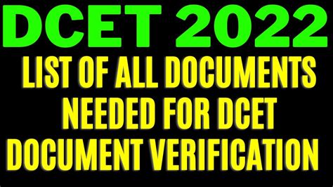 Diploma Cet All Documents Required For Document Verification Process Dcet 2022 Option Entry