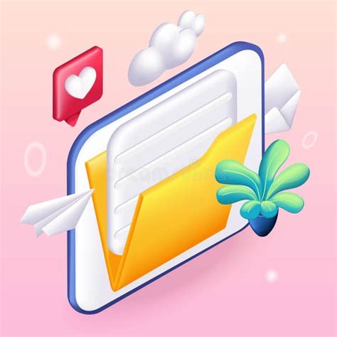 Trending 3d Isometric Cartoon Icon File Transfer Concept Yellow Folder With Document On