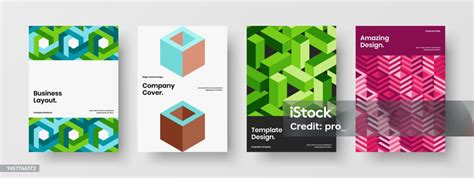 다채로운 모자이크 육각형 기업 아이덴티티 일러스트 번들 간단한 첫 페이지 A4 디자인 벡터 개념 컬렉션입니다 0명에 대한 스톡 벡터 아트 및 기타 이미지 Istock