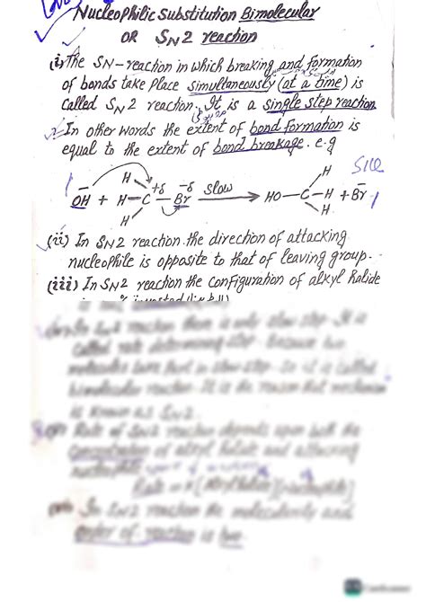SOLUTION Notes On Topic Mechanism Of Nucleophilic Substitution Reaction Two Types Of