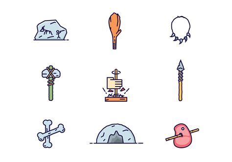 Stone Age Icons 153068 Vector Art At Vecteezy