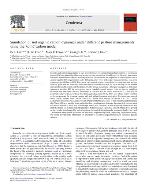 (PDF) Simulation of soil organic carbon dynamics under different ...